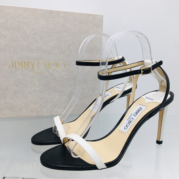 Jimmy Choo | Shoes | Jimmy Choo Minny 85 Black White Heel Sandals ...